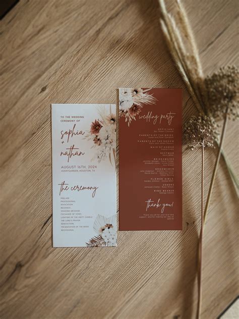 Boho Wedding Program Template Ceremony Program Template Etsy