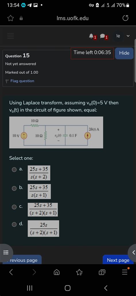 Using Laplace transform assuming vo 0 5 V | StudyX
