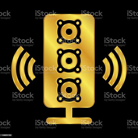 금색의 음악 스피커 아이콘 그래픽 및 웹 디자인을 위한 스피커 로고 벡터 그림 3차원 형태에 대한 스톡 벡터 아트 및 기타 이미지 3차원 형태 Dj 개념 Istock