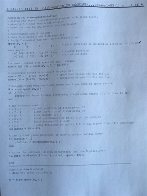 Solved Matlab Code Below Chegg Com