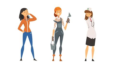 Premium Vector Woman Engaged In Different Profession As Gender Or Sexual Equality Vector Set