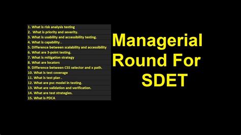 32 Latest Important Managerial Round Interview Questions For Sdetqa Sdet Interview Java