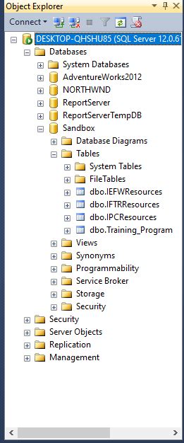 how do i export my database sandbox from sql server