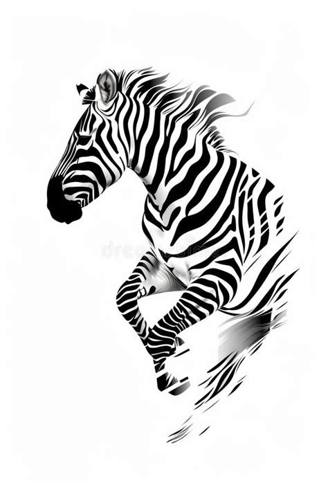 Minimalist Illustration Of A Zebra Leaping Through The Air Its Black