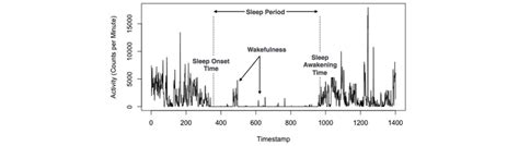 Example Of Sleep Definitions On Accelerometer Data Of An Actigraphy Download Scientific Diagram