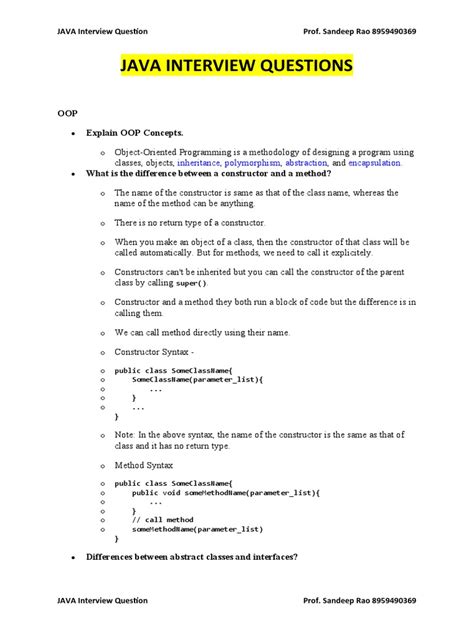 java oops interview pdf