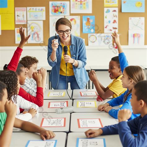 Teacher Leading An Interactive Classroom Discussion With Elementary