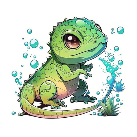 Premium Photo Kawaii Lizard Anime Art Style