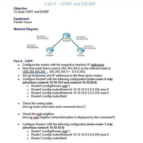Solved Lab OSPF And EIGRP Objective To Study OSPF And Chegg