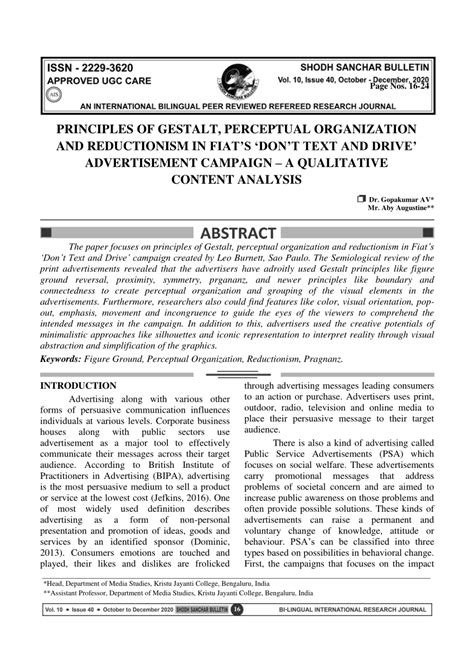 Pdf Principles Of Gestalt Perceptual Organization And Reductionism