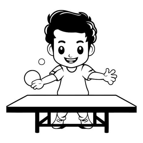 테이블 테니스를 하는 소년 만화 터 일러스트레이션aaa 프리미엄 벡터