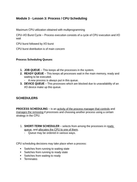 Reviewer Os Pdf Scheduling Computing Process Computing