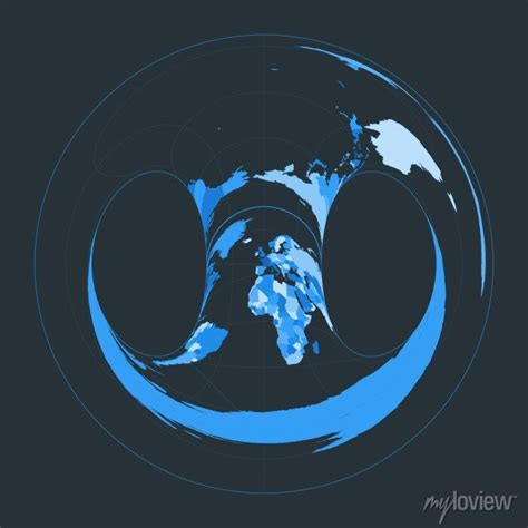 World Map Hammer Retroazimuthal Projection Futuristic World • Wall