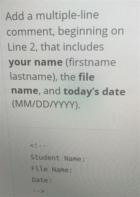 solved l add a multiple line comment beginning on line 2