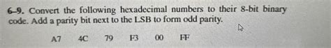 Solved 6 9 ﻿convert The Following Hexadecimal Numbers To
