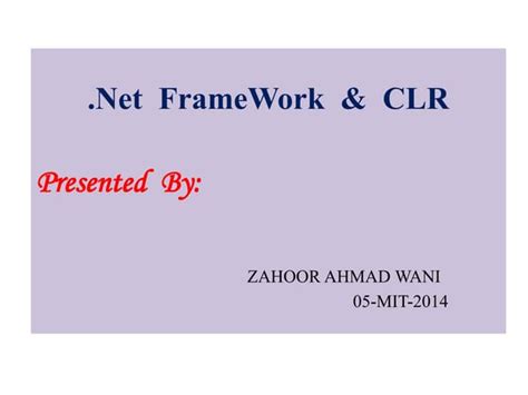 Architecture Of Net Framework Ppt