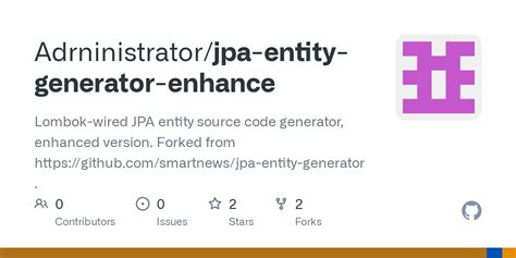 GitHub Adrninistrator Jpa Entity Generator Enhance Lombok Wired JPA Entity Source Code
