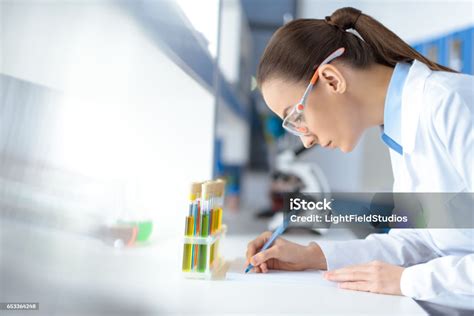 실험실에서 일하는 동안 과학자가 테스트 결과를 기록하는 측면 보기 Stem 주제에 대한 스톡 사진 및 기타 이미지 Stem 주제 과학 과학 실험 Istock