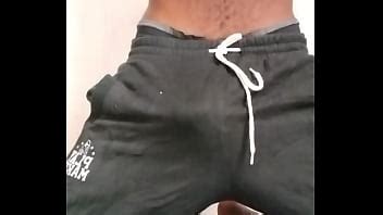 Skinny Black Amateur Gently Massaging His Massive Hard Dick In The