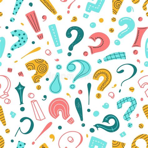 Doodle Punctuation Mark Seamless Pattern Multicolored Question