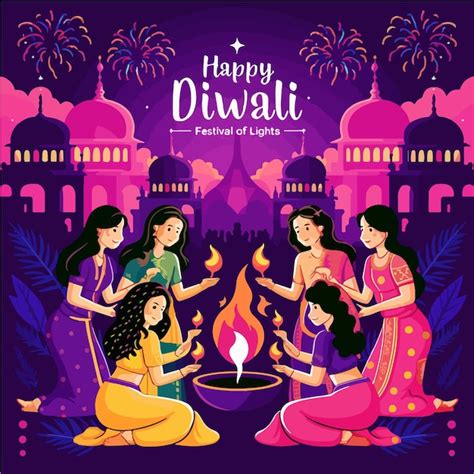 행복 한 디발리 를 축하 하는 소녀 들 프리미엄 Ai 생성 벡터