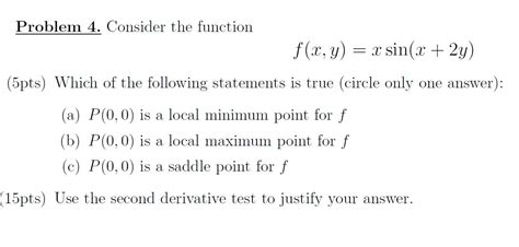 solved problem 4 consider the function f x y x sin x
