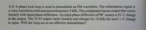 A Phase Lock Loop Is Used To Demodulate An Fm