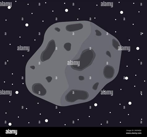 Vector Illustration Of Stone Asteroid Meteor Floating In Space Stock