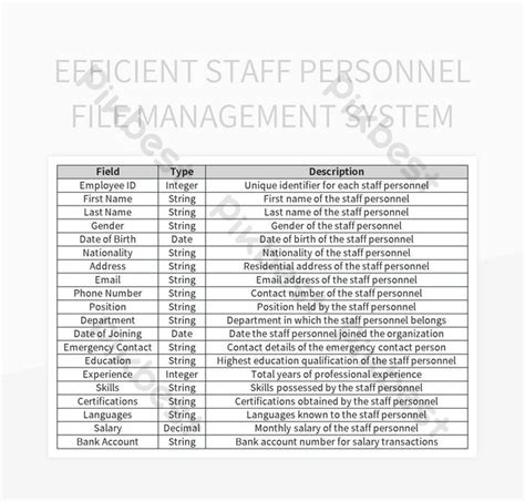 Efficient Staff Personnel File Management System Excel Template Free Download Pikbest