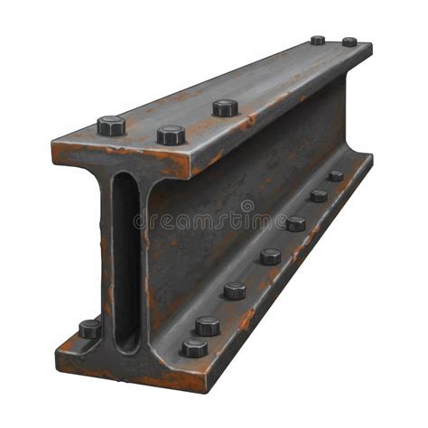 Rusty Metal I Beam With Bolts On White Background Stock Illustration Illustration Of