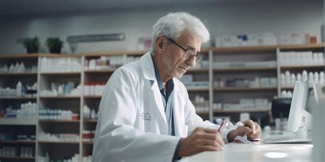 A Man In A Lab Coat Working On A Laptop Premium Ai Generated Image