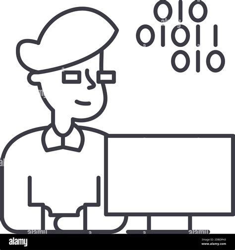 Programmer Image Icon Linear Isolated Illustration Thin Line Vector Web Design Sign Outline