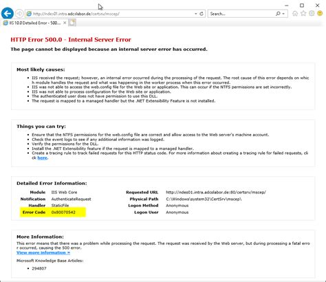 Requesting Certificates Via The Network Device Enrollment Service NDES Fails With Error