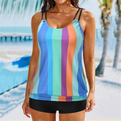 Jacenvly 2024 Womens Tankini Swimsuits 2 Piece Soft Satiny Women