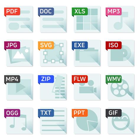 File Format Flat Icon Set Vector Art At Vecteezy