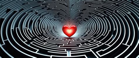 Glowing Heart In A Circular Maze Symbol Of Love And Complexity Stock