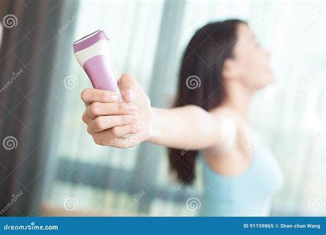 Woman With Armpit Plucking Stock Image Image Of Smile