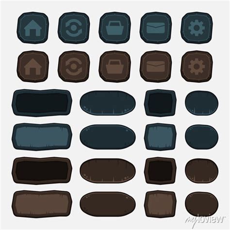 Vector Game Template Gui Kit Interface Button Elements • Wall Stickers Object Empty Blank