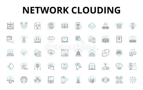 network clouding linear icons set virtualization scalability