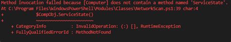 powershell method invocation failed because does not contain a