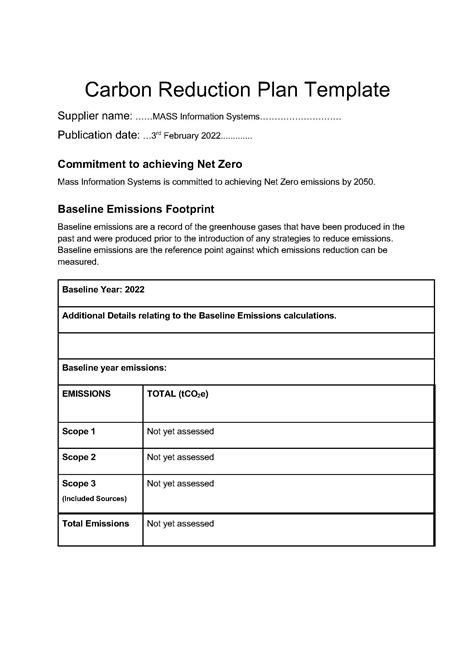Carbon Reduction Plan Template Mass Information Systems Ltd