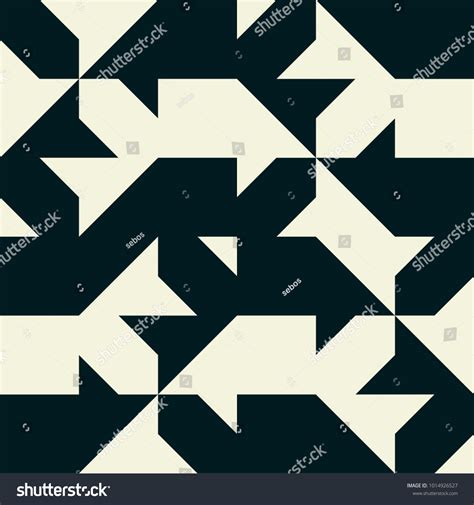 Seamless Monochrome Geometry Vector Pattern Abstract Vetor Stock
