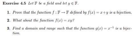 Solved Exercise 4 5 Let F Be A Field And Let YF 1 Prove Chegg Com