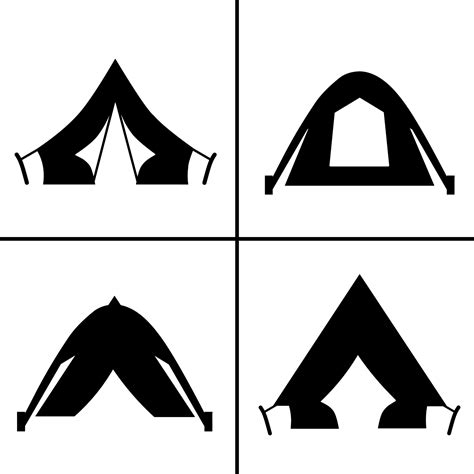 Vector Black And White Illustration Of Tent Icon For Business Stock