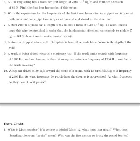 Solved A 1 M Long String Has N Mass Per Unit Length Of 2 0