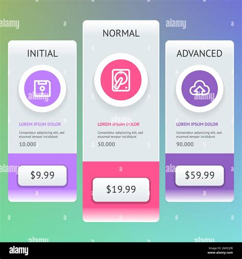 Ui Design User Interface Price List Widget Buttons Vector Eps 10