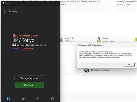 Unsupported 16 Bit Application Error · Issue 133 · Geph Officialgeph4 Client · Github