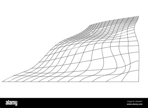 Distorted Black Grid On White Background Waved Mesh Texture Fish Net With Deformation Effect