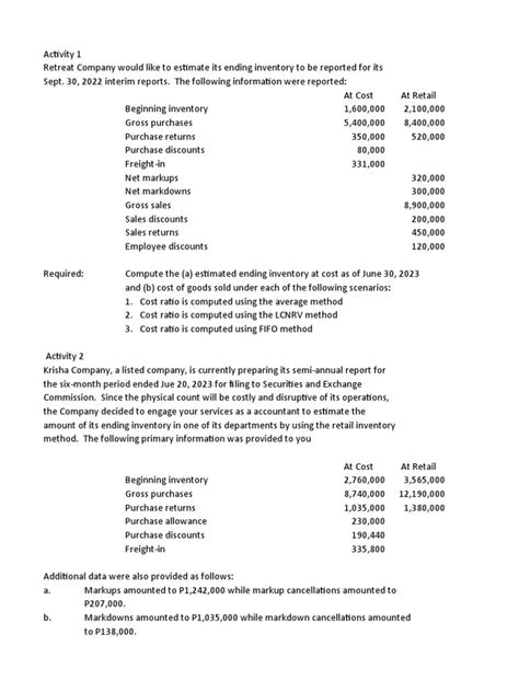activity in inventory estimation retail inventory download free pdf