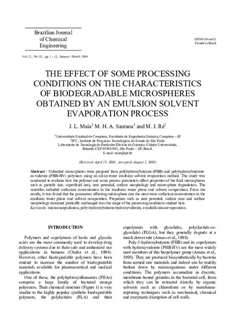 Pdf Influence Of Processing On Biodegradable Microspheres